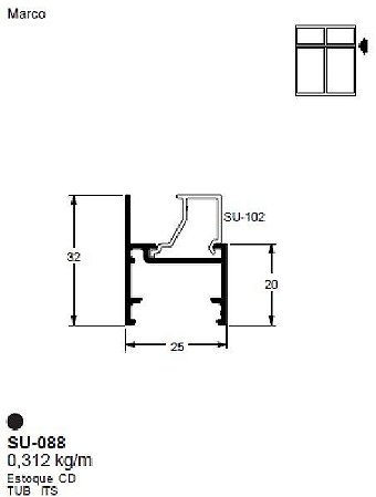SU-088(ALS-088) 1,87 KG BARRA 6,00 ML LS. - ALLUWEB SHOPPING DO ALUMINIO