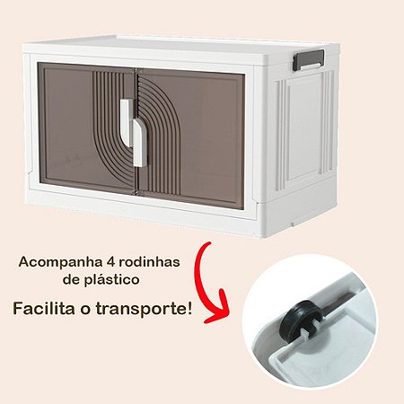 Caixa Organizadora Dobrável Porta Dupla Rodinhas Empilhável - Zm Store