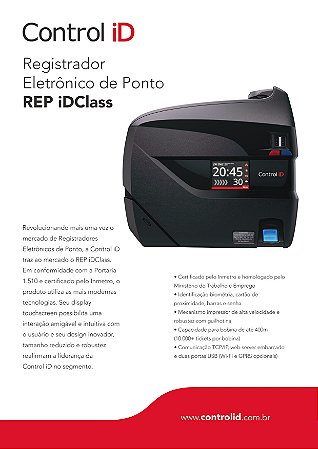 Relógio de Ponto - Registrador de Ponto- Biométrico REP iDClass 373 ...