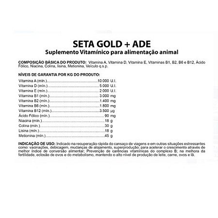 Suplemento Vitamínico SETA GOLD + ADE 50ml - medicamentos homeopáticos para pássaros