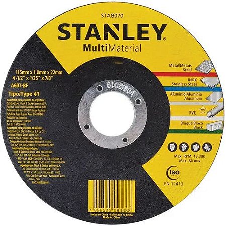 Disco de Corte Multimaterial 115 x 1 x 22,23 mm Stanley - Fullstock
