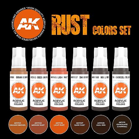 Conjunto Tintas Acrílicas RUST AND ABANDONED - AK Interactive - Sua ...