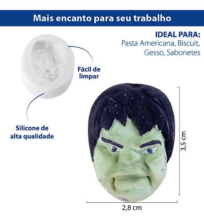 Molde De Silicone: Cabeça do Hulk - 3,5 x 2,8 cm | Palácio dos Moldes ...