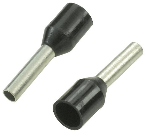 Terminal Ilhós Simples Tubo 1,5mm x 8mm - Preto - (Mult. 100un) - DMTI Shop