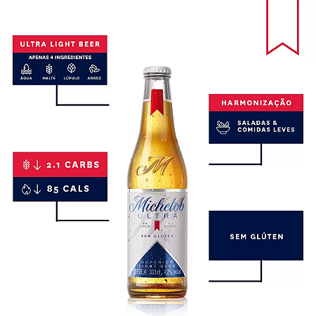 MICHELOB ULTRA LG 330ML SEM GLUTEN - Bebida Premium