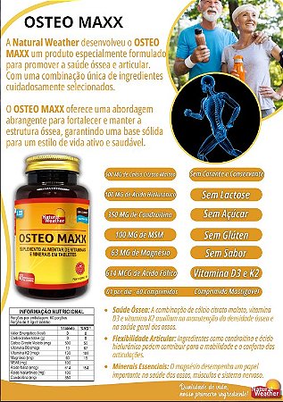 Osteo Maxx - Suplemento Para Saúde Óssea – Natural Weather - 60 comp ...