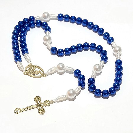 Terço Face de Nossa Senhora Azul Royal - Terços Mariae Matris