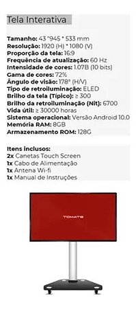 Monitor TOMATE 43" Touchscreen - Interatividade e Performance - Loja Tomate