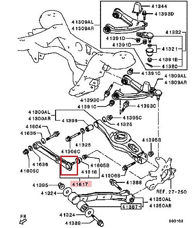 Pivo do braço da suspensão traseira Pajero Full 4117A025. - Ecorepair ...