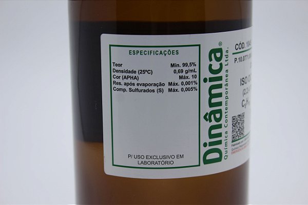 ISO OCTANO TRIMETILPENTANO 2,2,4 PA 99% 1L - Didática SP