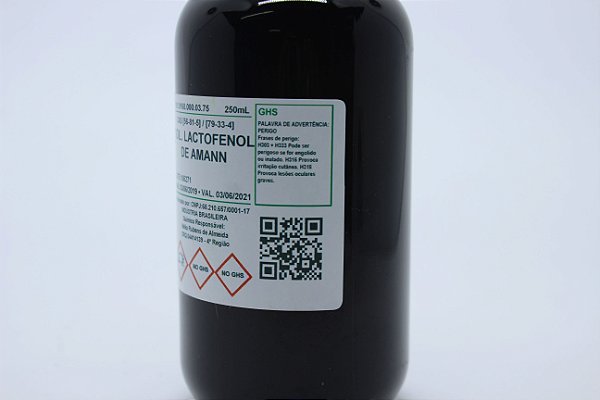 SOLUCAO LACTOFENOL DE AMANN COM AZUL DE ALGODAO 250ML - Didática SP