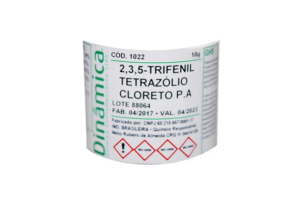 TRIFENIL TETRAZOLIO CLORETO 2,3,5 99% PA 10G - Didática SP