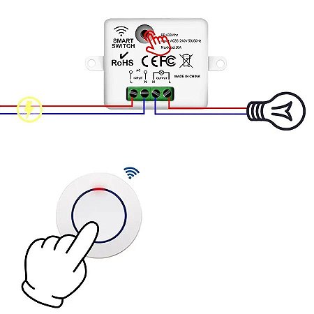 interruptor rf433 +botão sobrepor 3m sem fio controle remoto - Prainfor Acessórios