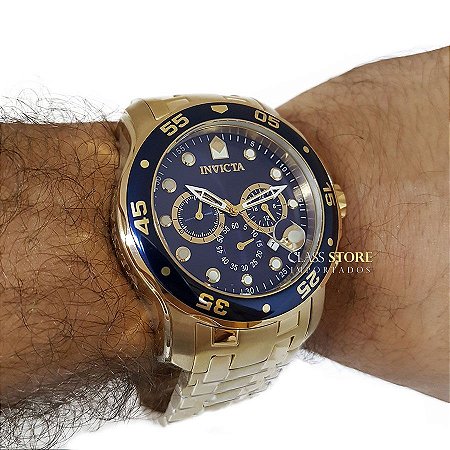 Relógio INVICTA Original Pro Diver 0073 Banhado a Ouro 18k Cronógrafo ...