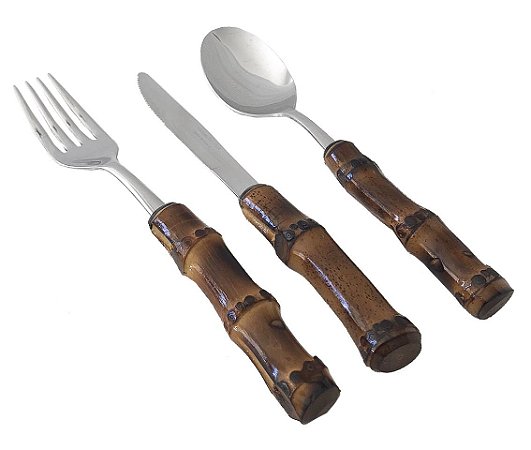 Faqueiro jantar bambu escuro 18 peças - kasa 57