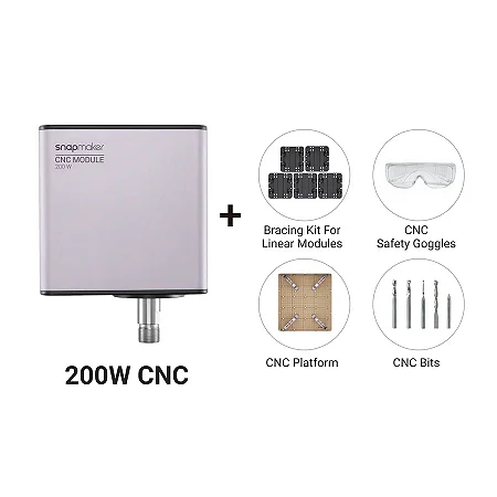 Pacote de Módulos CNC Snapmaker 200W, Black Friday - 3BE Soluções em 3D