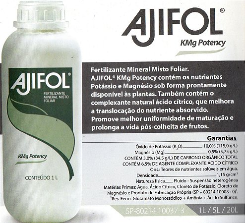 Ajifol KMg Potency 1 Litro Fertilizante Via Foliar Potássio E Magnésio ...
