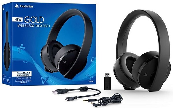 Playstation Gold Ouro Wireless Headset 7 1 Surround Ps4 Game Games