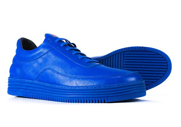 Tênis Masculino Couro Azul Royal Barcelona Design | Urban Bull ...