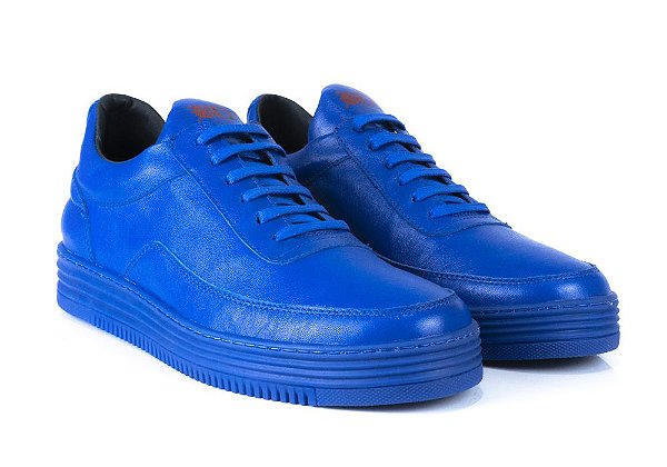 Tênis Masculino Couro Azul Royal Barcelona Design | Urban Bull ...