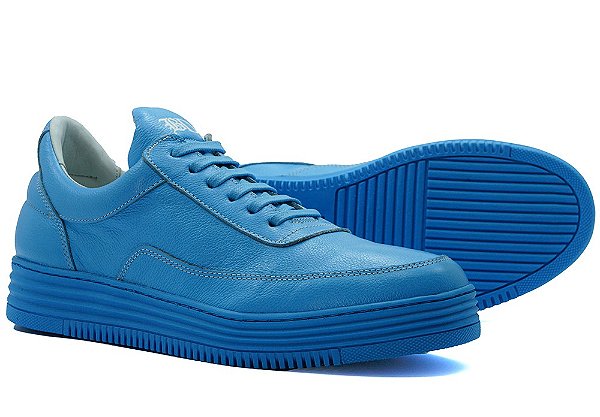Tênis Couro Azul Celeste Barcelona Design | Urban Bull - Barcelona ...