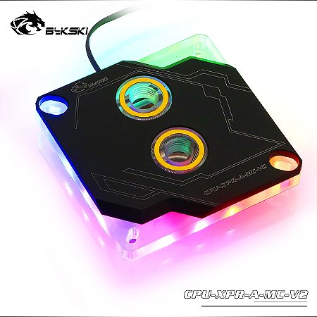 CPU Block Bykski Intel XPR-A-MC-V3 Preto RGB 5v para water cooler - Power UP Water Cooler - De ...