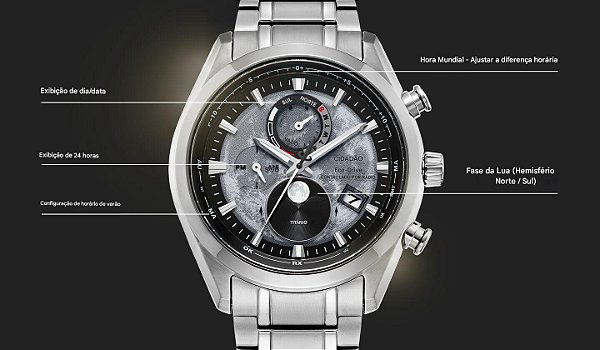 Relógio Citizen Tsuki-yomi Eco-Drive Super Titanium BY1010-57H ...