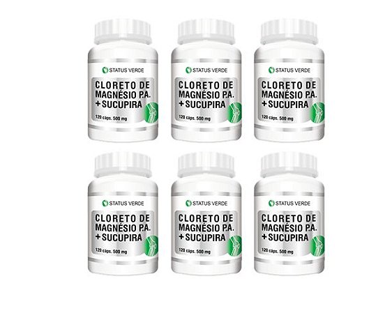 Kit 6 Cloreto de Magnésio P.A + Sucupira 120 Cápsulas cada - Status Verde - Status Verde