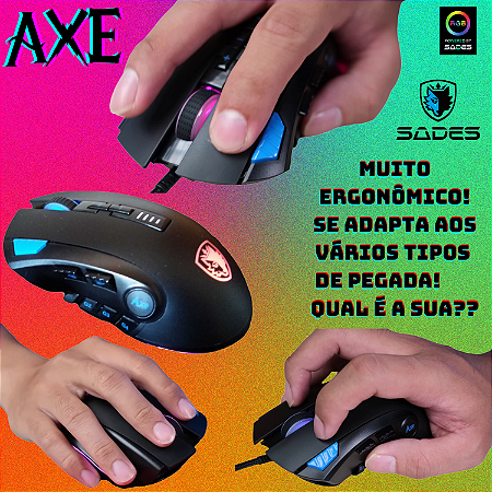 Mouse Gamer Sades Axe Rgb 12 Botões Programáveis Contrapeso Macro ...