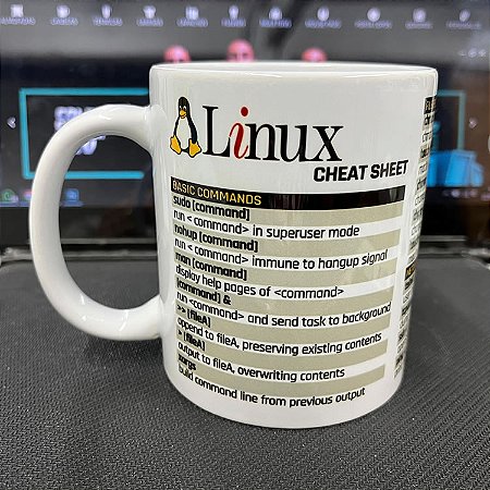 Caneca Linux Commands Cheat Sheet branca - Caneca do Dev - Canecas e ...
