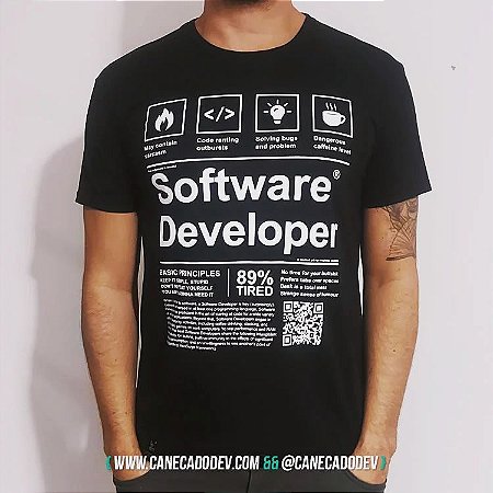 Camisa Software Developer preta - Caneca do Dev - Canecas e produtos de ...