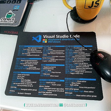 Mouse Pad VS Code Windows Keyboard Shortcuts - Caneca do Dev - Canecas ...