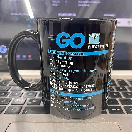 Caneca Go Lang Commands Cheat Sheet Preta - Caneca do Dev - Canecas e ...