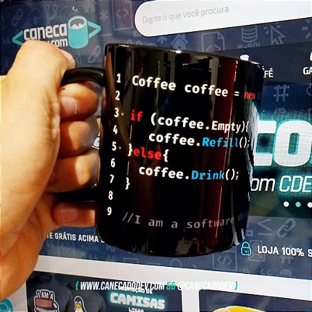 Caneca If Coffee Preta - Caneca do Dev - Canecas e produtos de programação