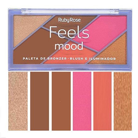 Ruby Rose - Paleta de Bronzer Blush Iluminador Mood - 06 Uni ...