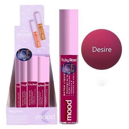 Box Batom Liquido Mood Ruby Rose em Atacado Cor Desire - 12 Unid ...