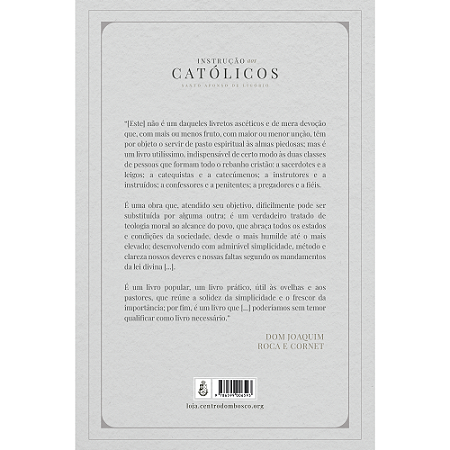Instrução aos Católicos - Santo Afonso Maria de Ligório (CAPA DURA ...