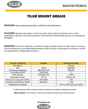 TILUB MOUNT GREASE - Graxa para montagem de telescópios 100g - Loja Tilub