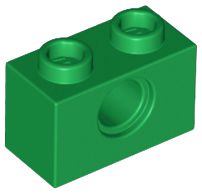 Tijolo Lego 1x2 com Furo Verde - TECLINC