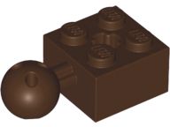 Tijolo Technic 2x2 com bola e encaixe para eixo Marrom Escuro - TECLINC