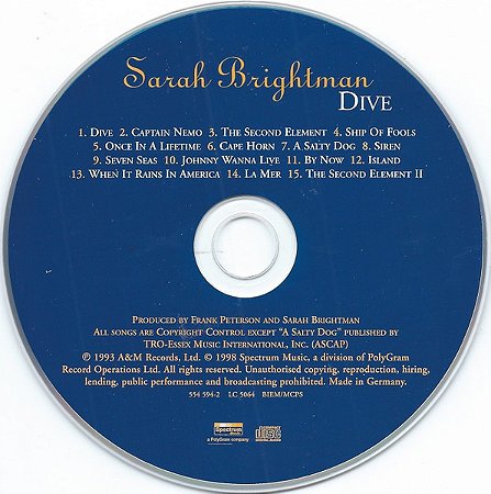 CD - Sarah Brightman – Dive - Colecionadores Discos - vários títulos em ...
