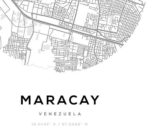 Quadro Decorativo Mapa Cidade Maracay Venezuela Nome de Ruas - Art ...