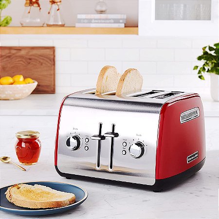 Torradeira Elétrica KitchenAid Clássica 4 Fatias - Vermelha - ComprasPanafi