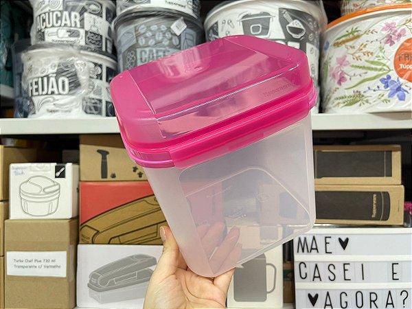 Tupperware Kit 8 Peças Modular Transparente e Tampa Rosa - Mãe, Casei e ...