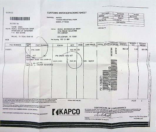 KIT REVISÃO - PT6-100HR - Fibraer