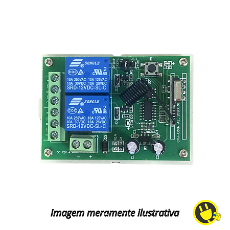 Módulo Relé 2 Canais 12V RF + Controles Remotos Sem Fio RF 433Mhz ...