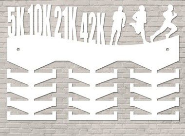 Porta Medalhas Corrida 5k 10k 21k 42k em madeira mdf 24 ganchos - Aimará Decor | Porta Medalhas ...