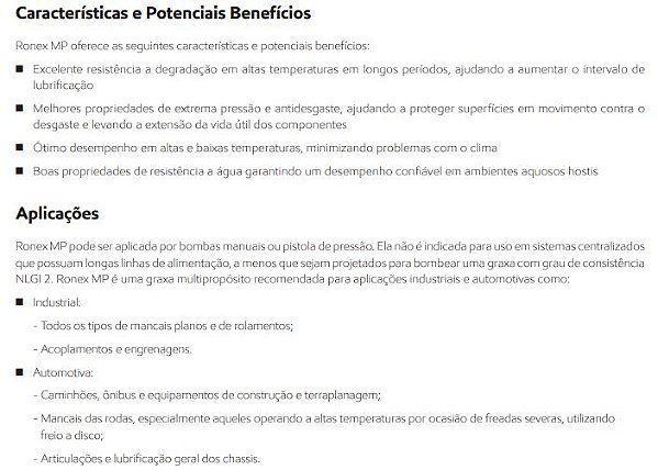 Graxa Mobil RONEX MP 20 kg (Complexo de lítio NLGI 2 - Aprovação Ford ...