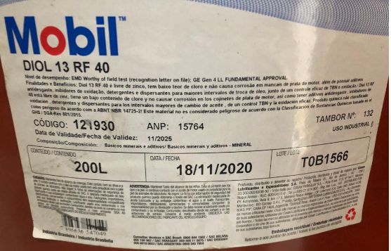 Mobil DIOL 13 RF 40 - Lubrificante Premium para Motores Ferroviários ...