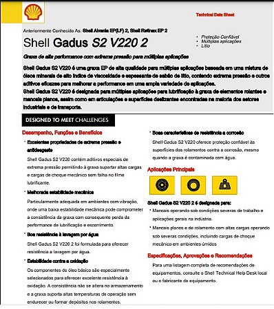 Shell GADUS S2 V220 2 Bd 18 Kg - Graxa de lítio EP 2 Viscosidade 220 ...